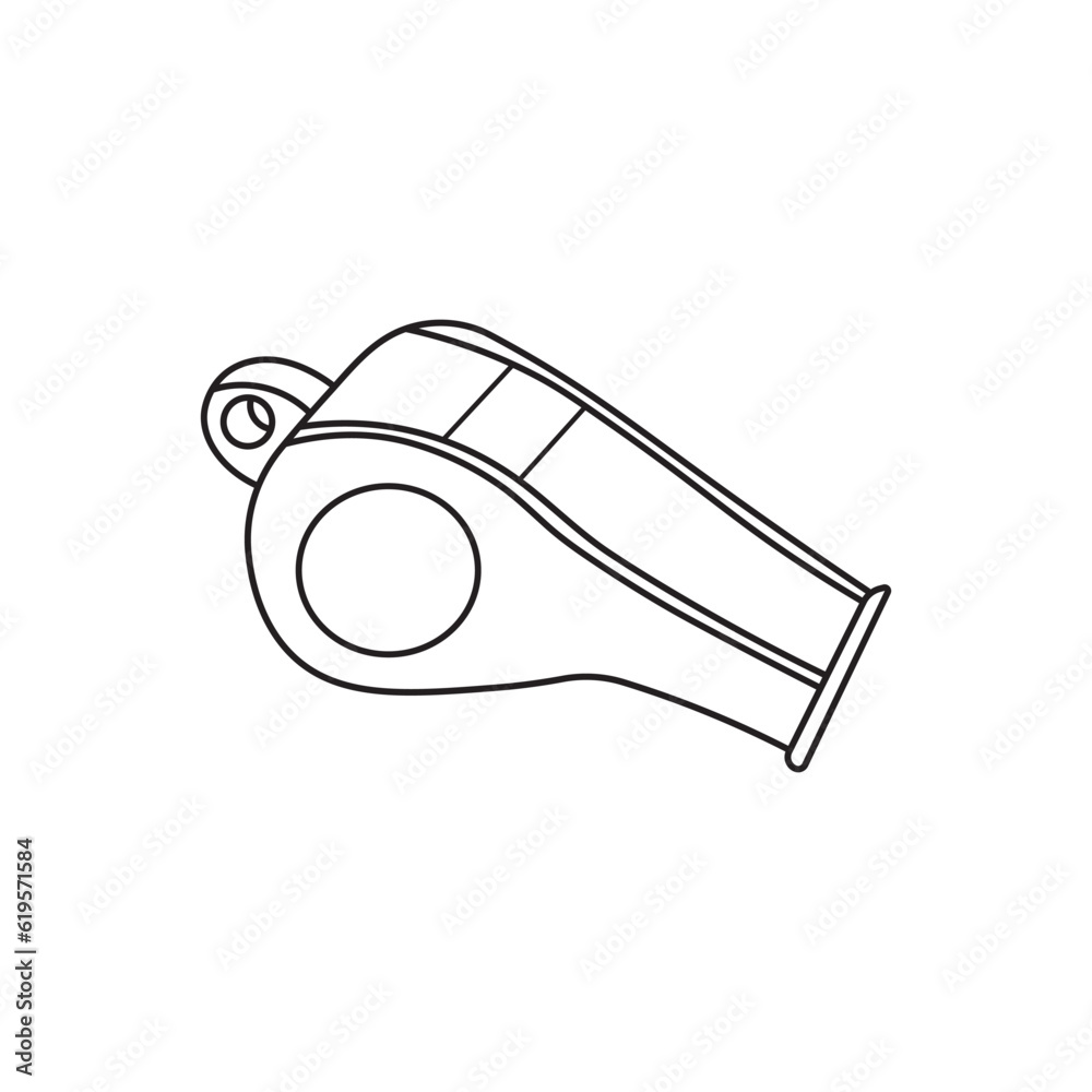 Hand drawn kids drawing Vector illustration red whistle flat cartoon ...
