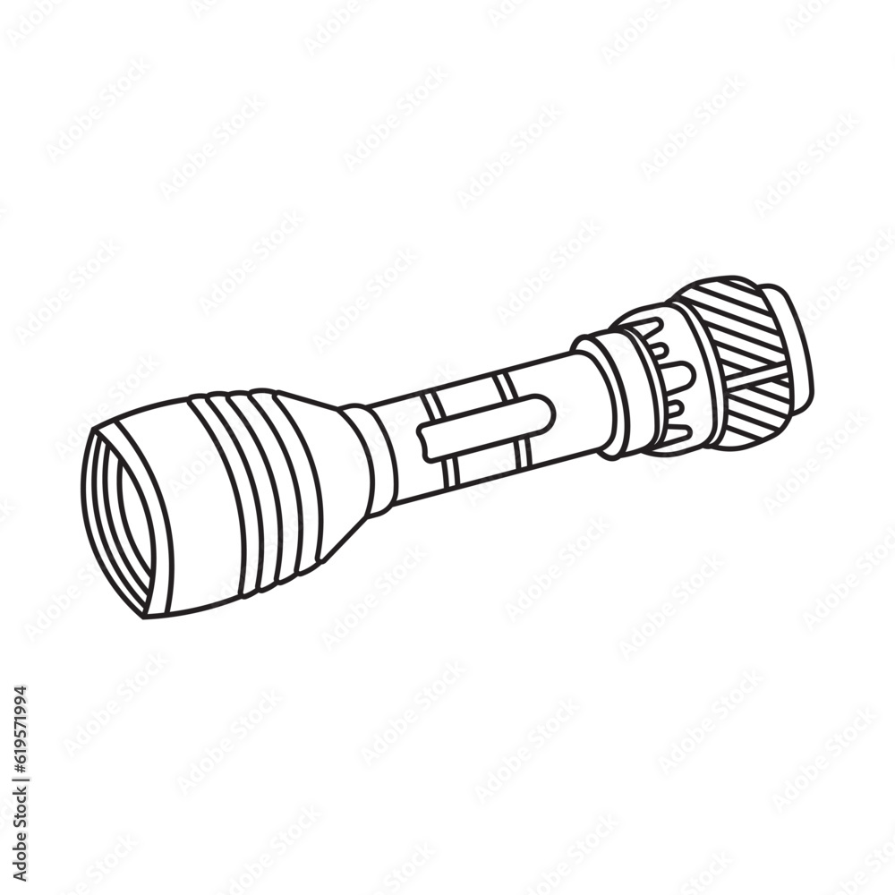 Hand drawn kids drawing Vector illustration Cute flashlight torch ...