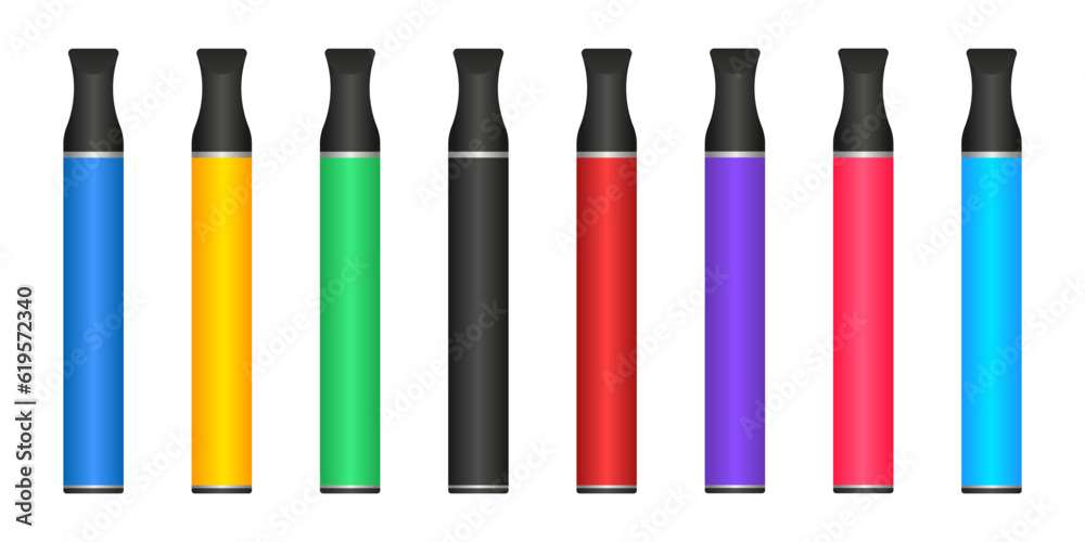 Disposable electronic cigarettes placed by the color of the rainbow. E ...