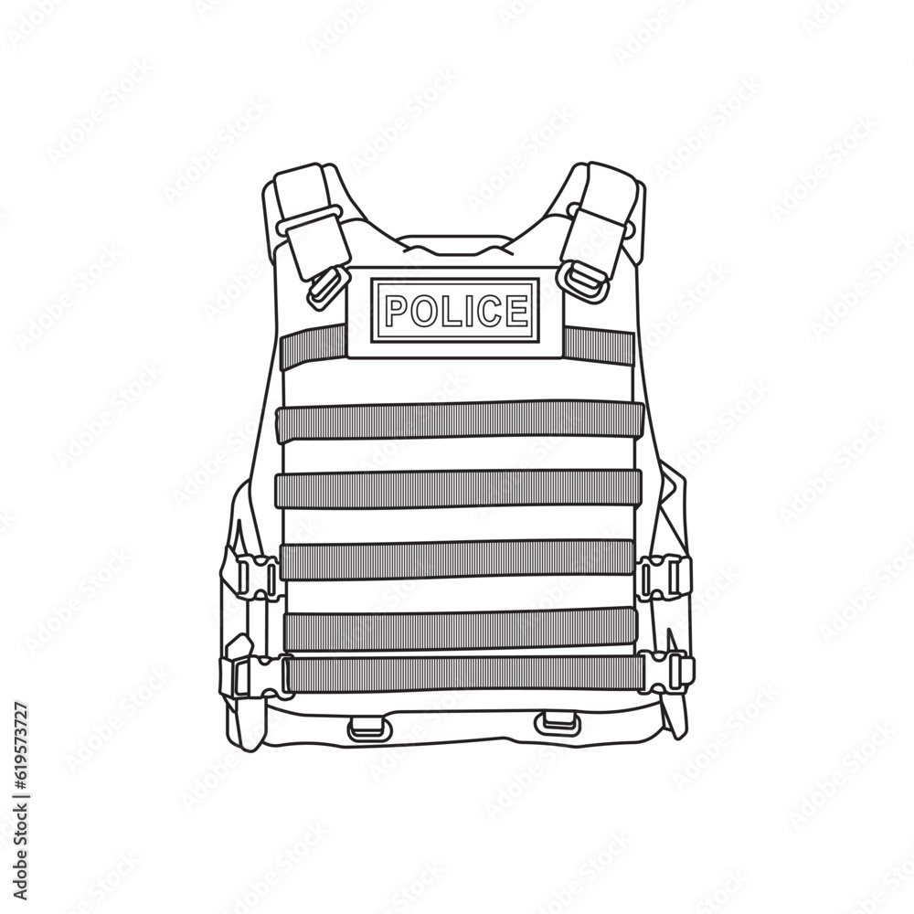 Hand drawn kids drawing Vector illustration police bulletproof vest ...