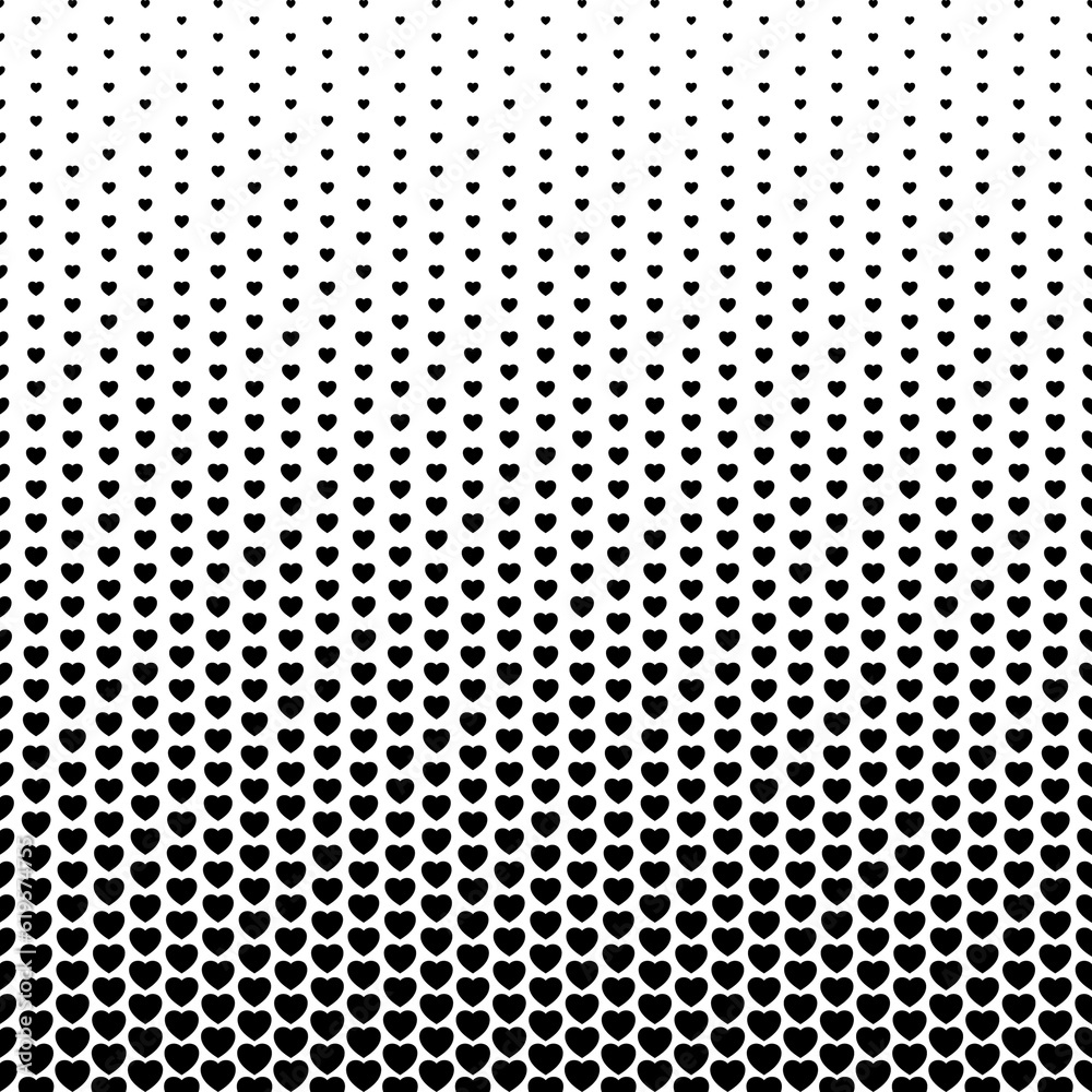Heart fade pattern. Faded halftone black dots isolated on white ...