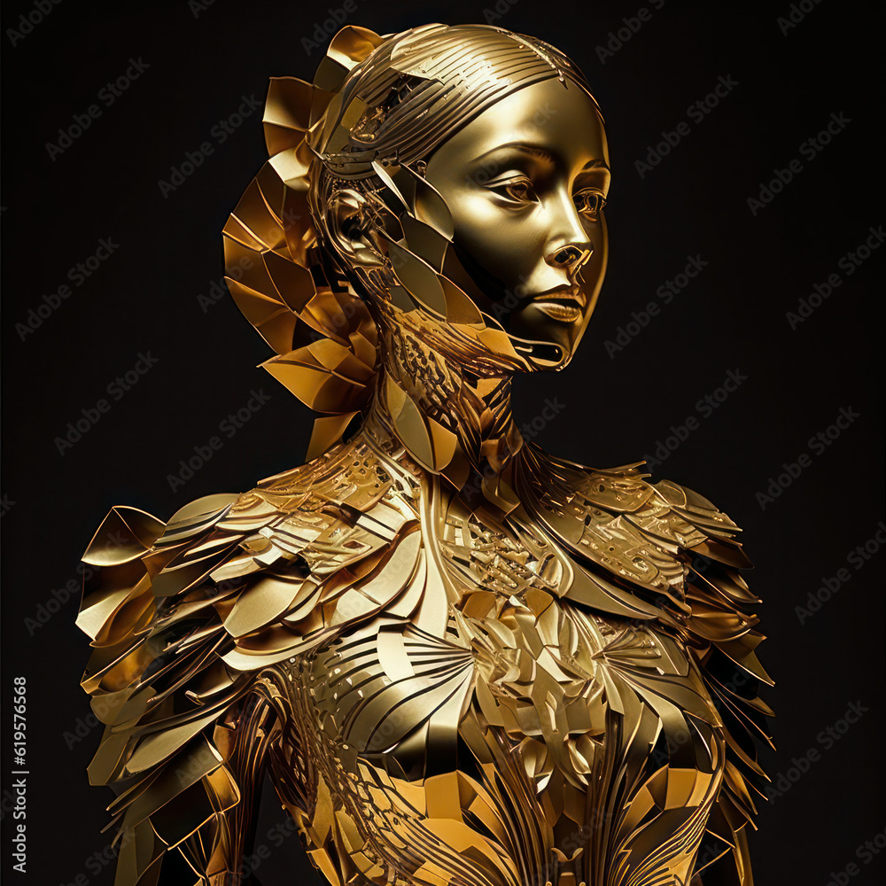 Beauty fashion model girl with golden skin on a black background.Skin ...