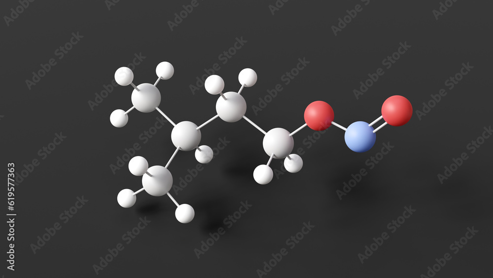 amyl nitrite molecule, molecular structure, isoamyl nitrite, ball and ...