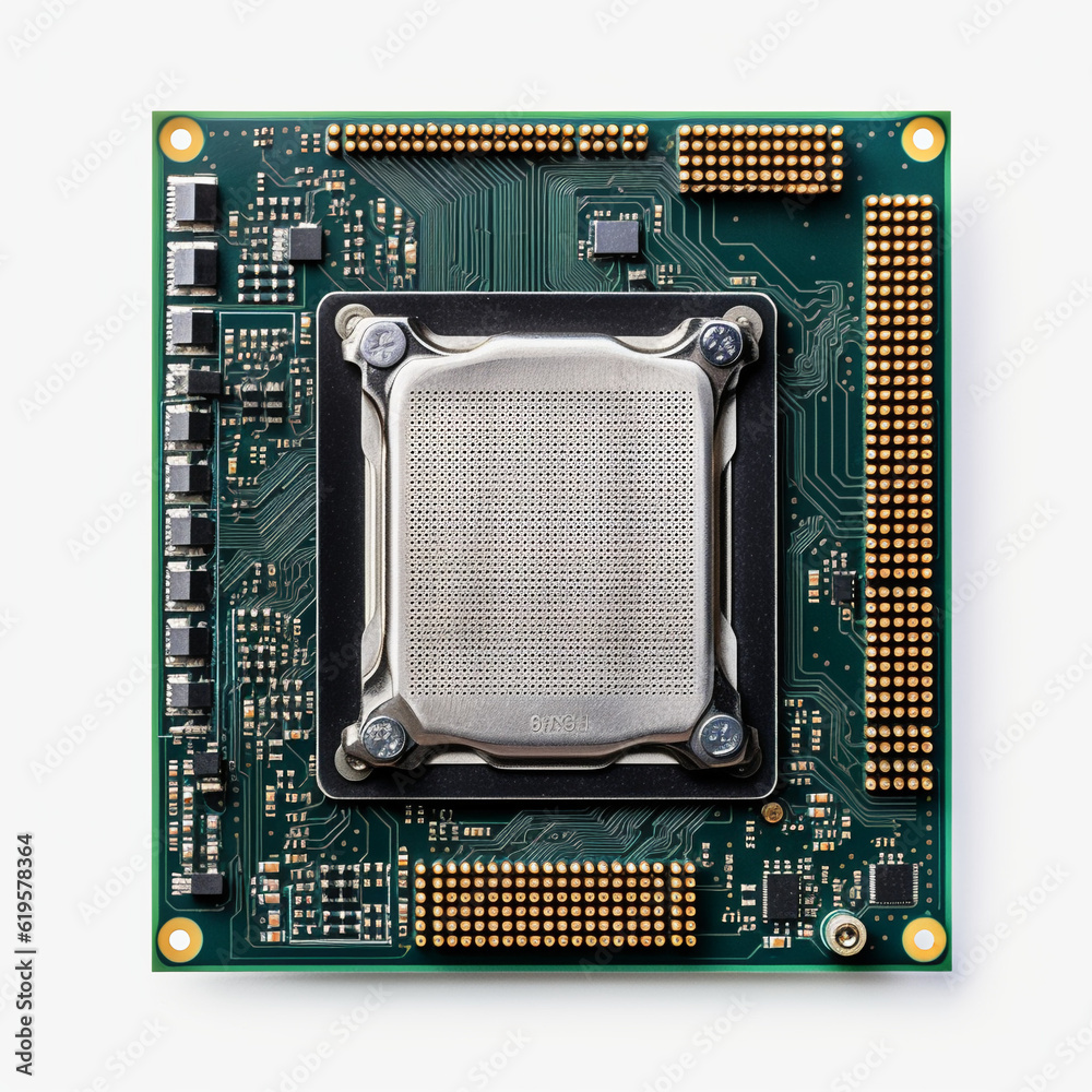 Computer processor close-up top view cpu on a white background, AI ...