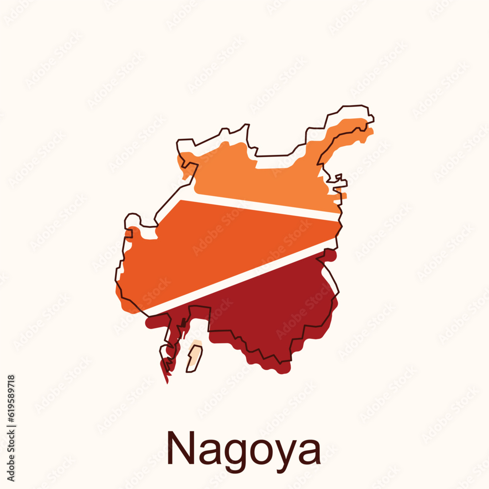 Nagoya High detailed illustration map, Japan map, World map country ...