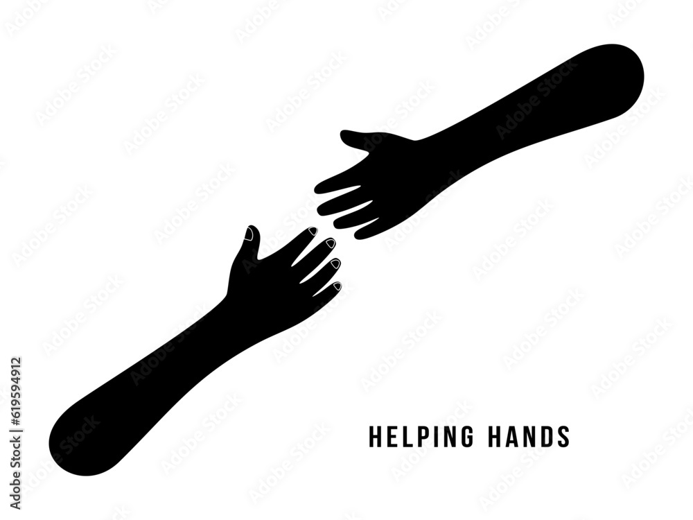 Helping hands in minimal style. Concept of Rescue or helping gesture of ...