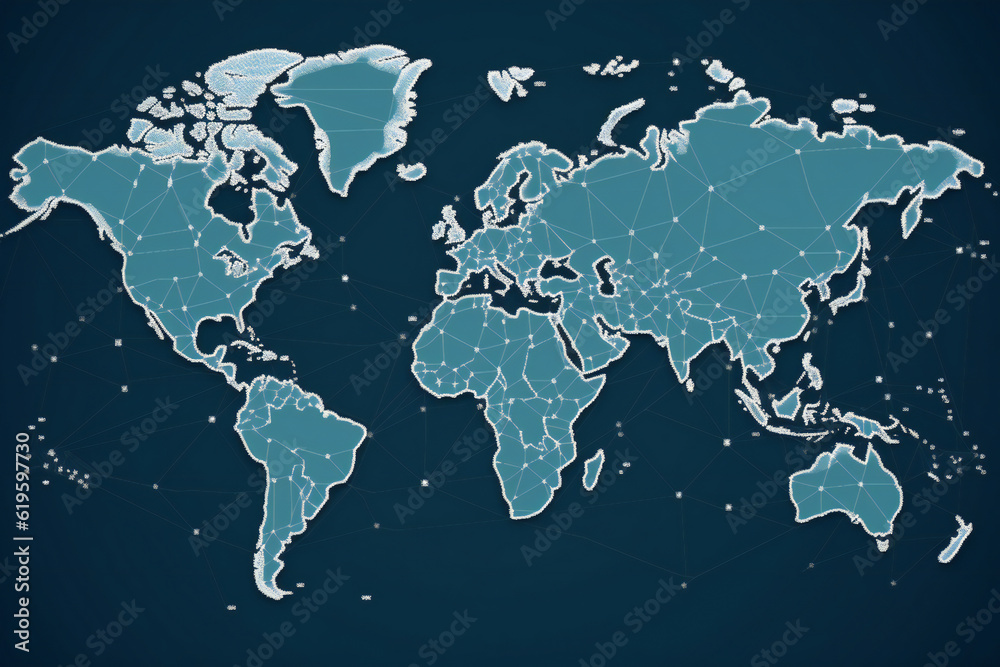 Simplified world map.Stylized vector illustration,ai generated Stock ...