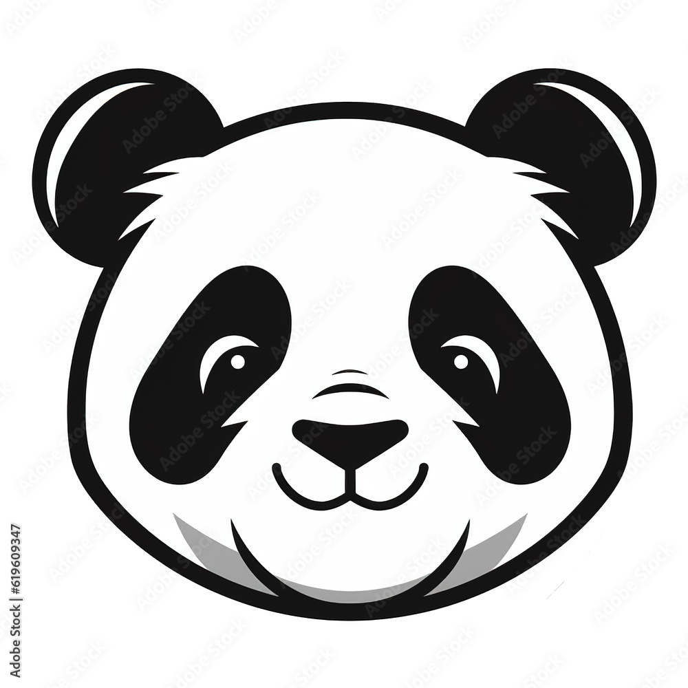 Cute panda face cartoon style illustration isolated on transparent ...