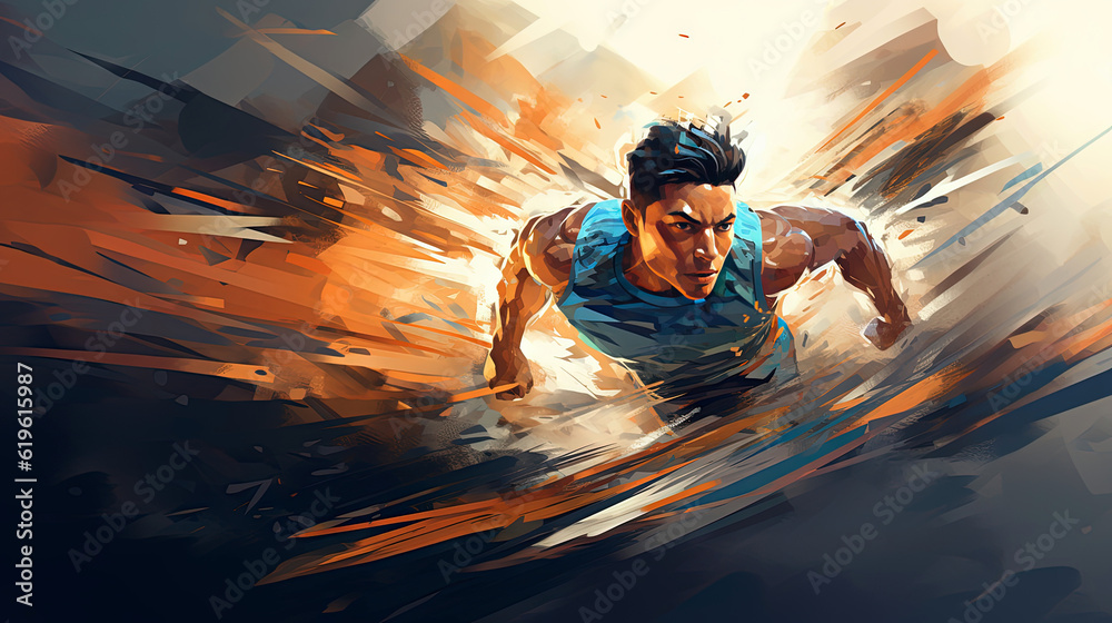 cartoon illustration fitness man running fast Stock Illustration ...