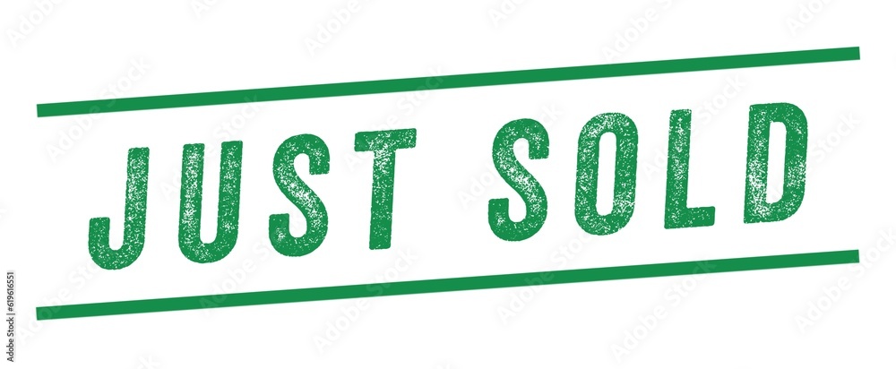 Just Sold Green Watermark Stamp isolated on white background. Text ...