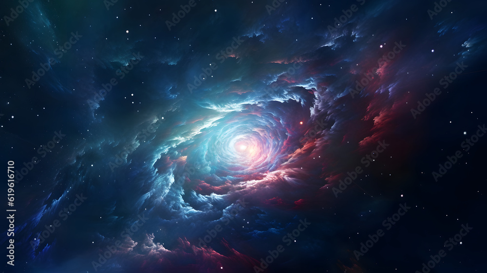 Cosmic voyage, celestial dance of space scene with swirling galaxy ...
