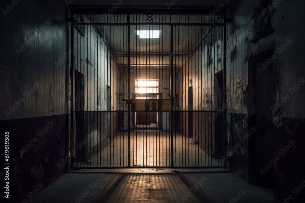 Grunge prison with poor conditions for prisoners. AI generated, human ...