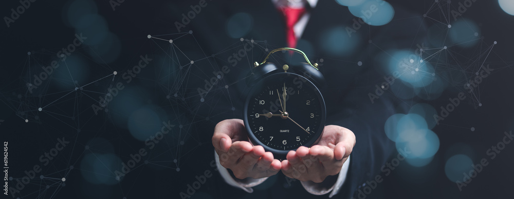 clock on businessman hand, time management concept ,effective business ...