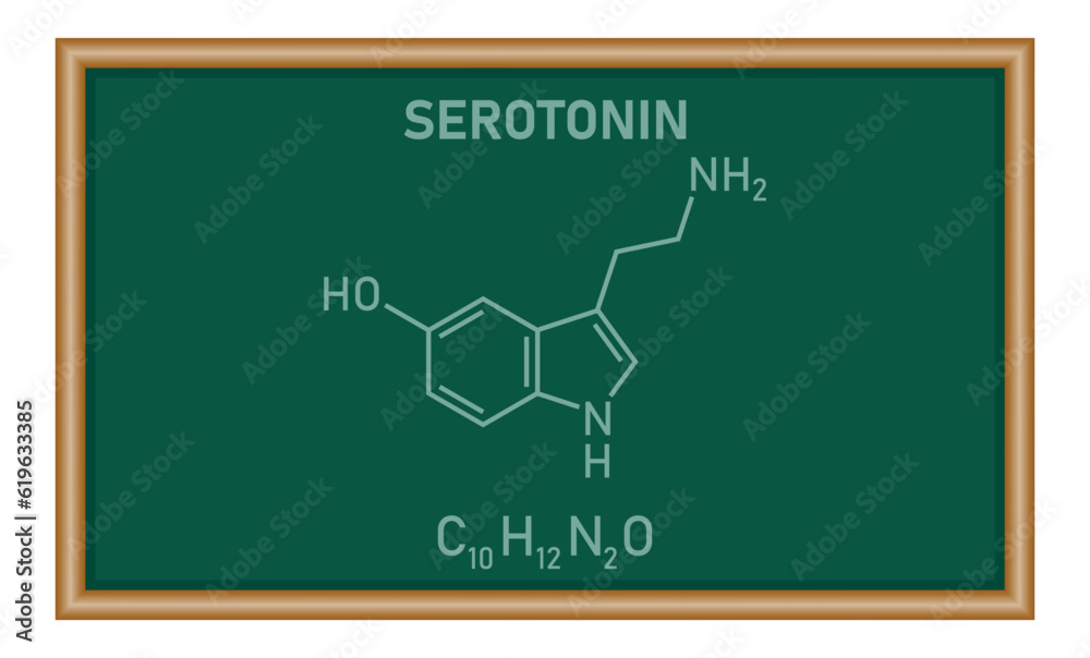 Chemical structure of Serotonin (C10H12N2O). Chemical resources for ...