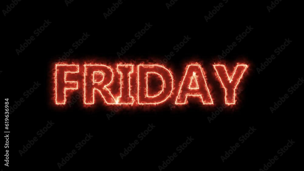 friday Word Hot Animated Burning Realistic Fire Flame and Smoke ...