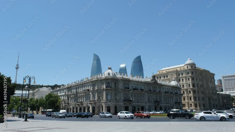 Baku, Azerbaijan - June 26, 2023: Video capturing the view of the ...