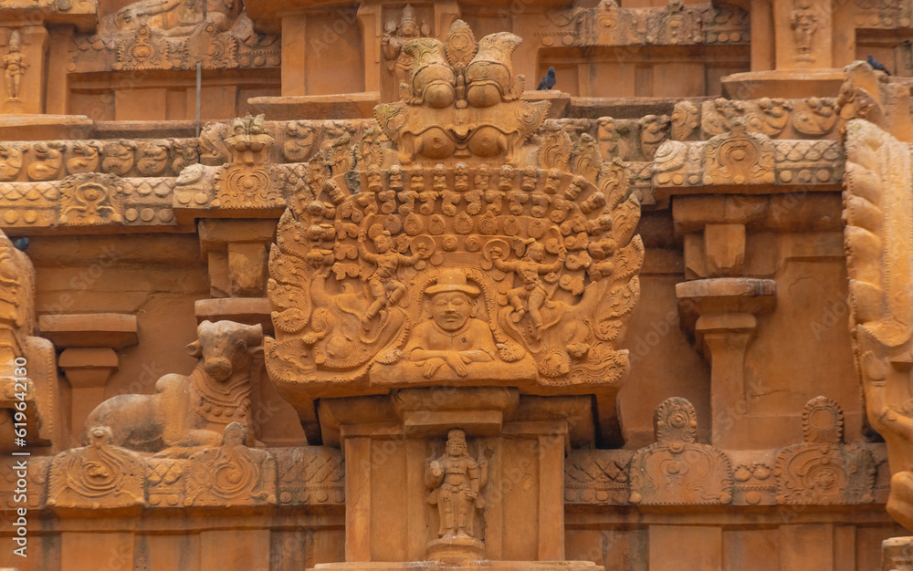 The mysterious european man head statue on the tower of Big temple ...