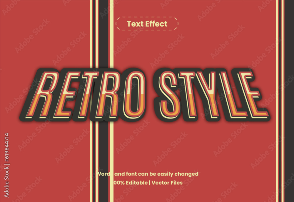 Red retro vibe vintage bold 3D editable text effect. Vintage text ...
