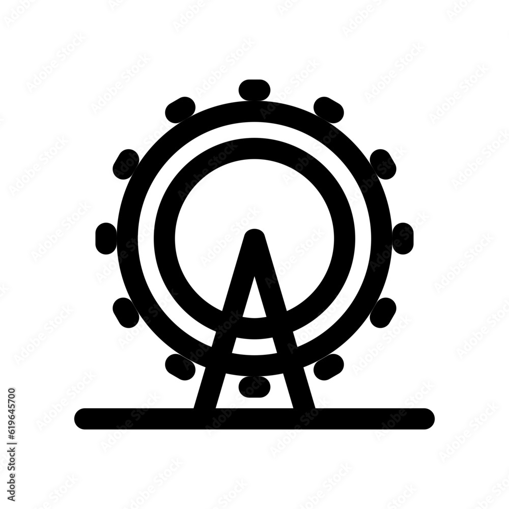 Editable ferris wheel, amusement park vector icon. Landmark, monument ...