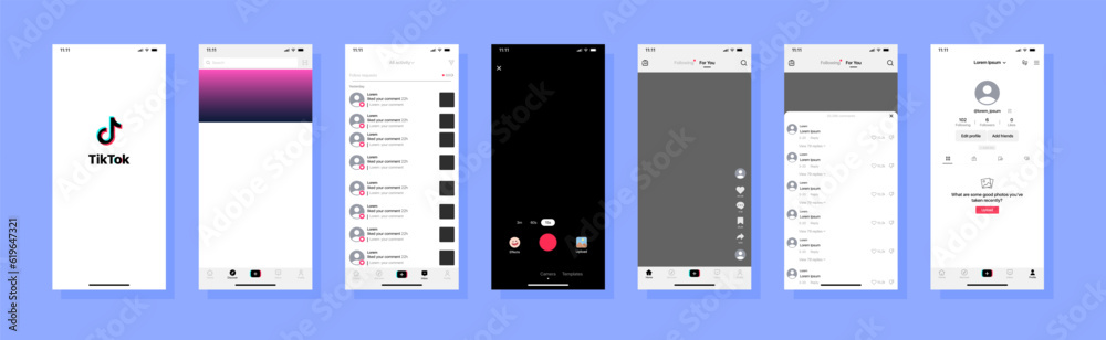Tiktok mockup. social networks. Social network interface template app ...