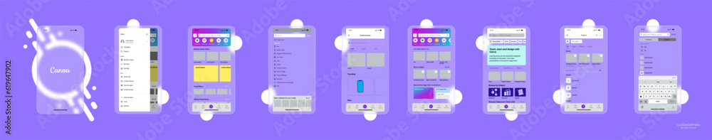 Vetor de Canva. Canva mobile App interface template on Apple Iphone ...