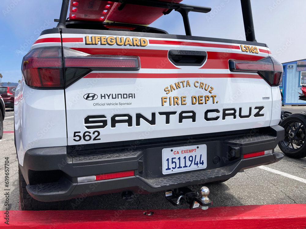 Hyundai Santa Cruz pickup truck lifeguard vehicle of the Santa Cruz ...