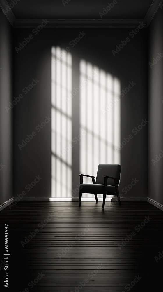 dimly lit chair room window vector ray tracing sitting empty white rays ...