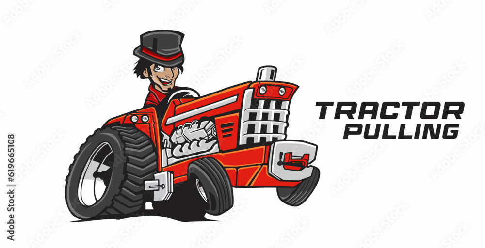 Vector towing tractor with driver. flat design isolated on white ...