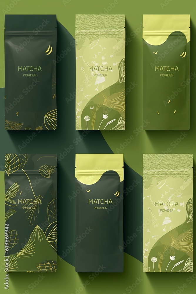 Generative AI. matcha tea, powder healthy organic beverage. Mockup for ...