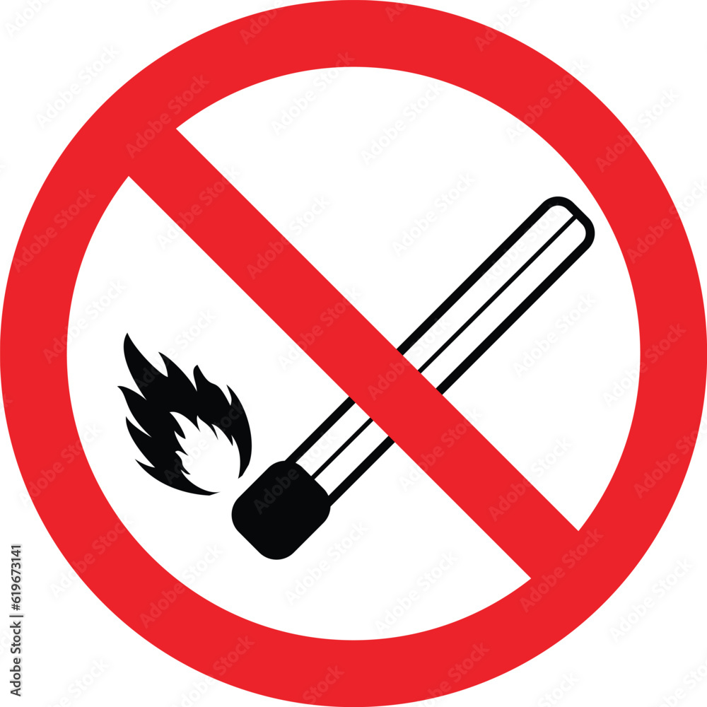 No open flame sign. No fire. printable vector sticker banner. Stock ...