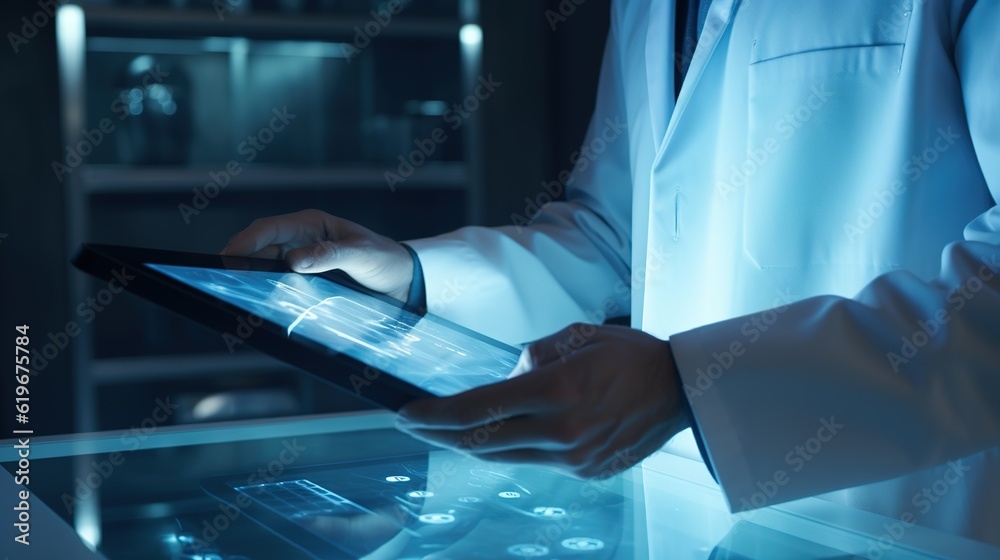 Doctor using toplet with x ray image. with generative ai Stock ...