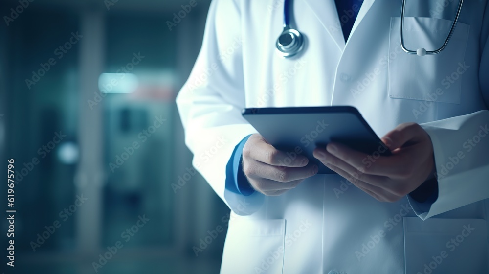 Doctor using toplet with x ray image. with generative ai Stock ...