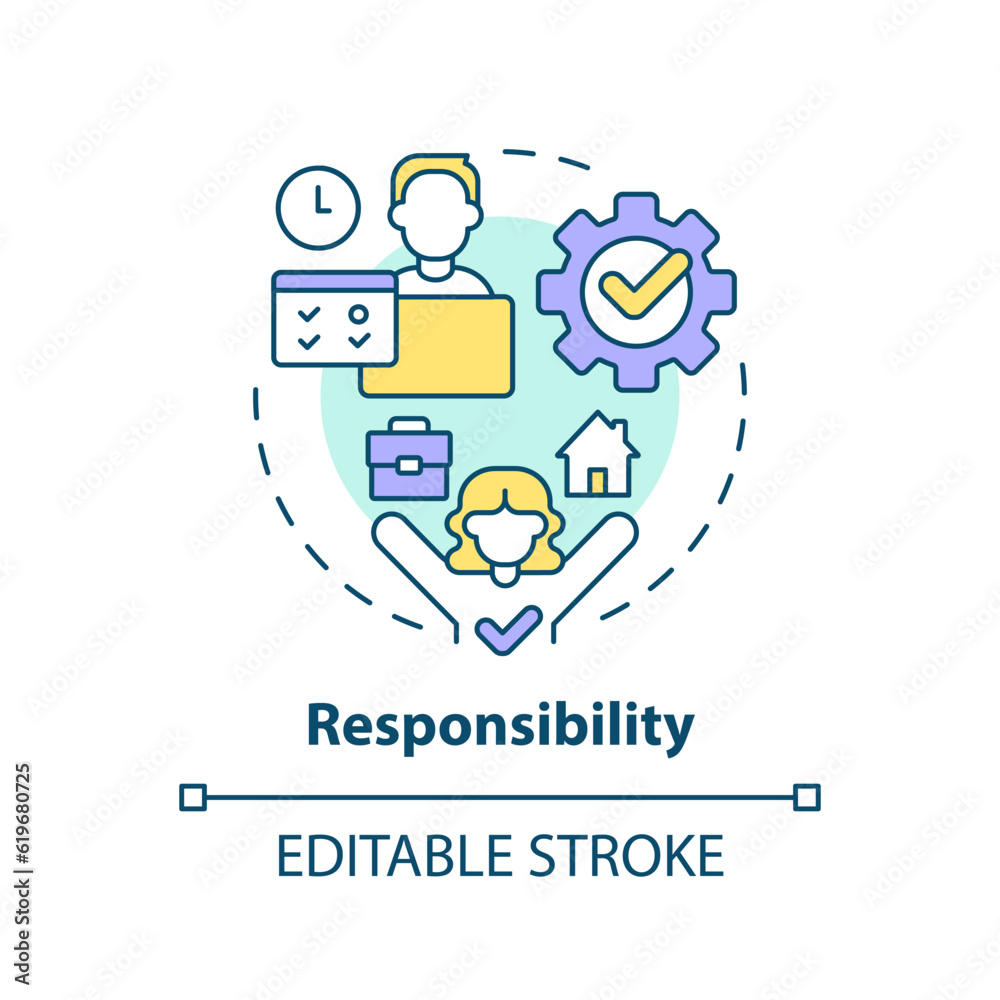 Responsibility concept icon. Self discipline. Time management. Remote ...