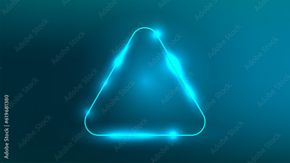 Neon rounded triangle frame with shining effects Stock Vector | Adobe Stock