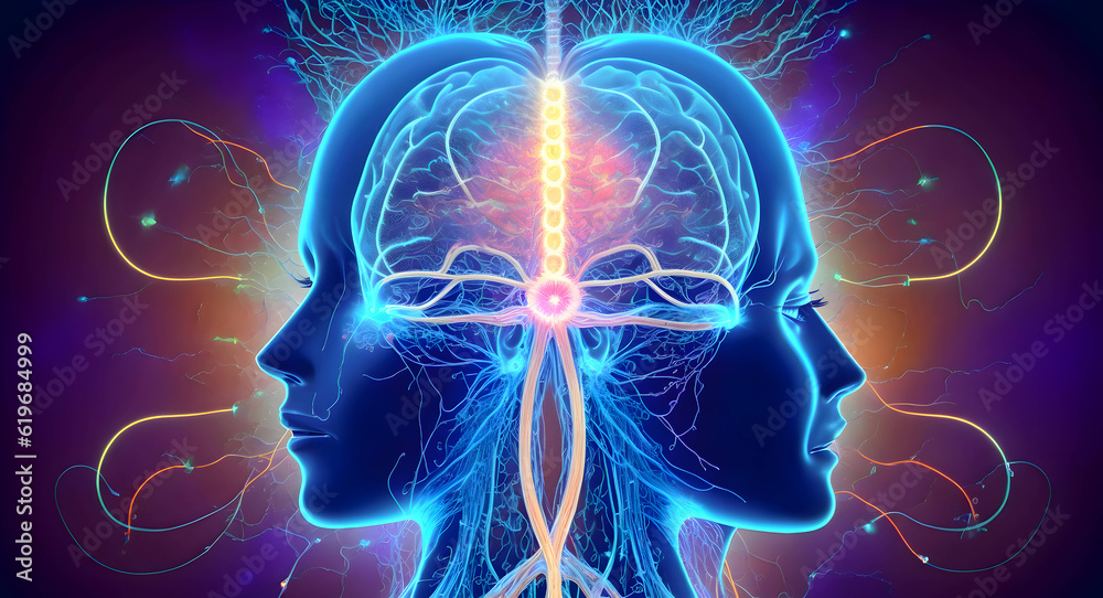 abstract human body head shape anatomy with artery brain nervous system ...
