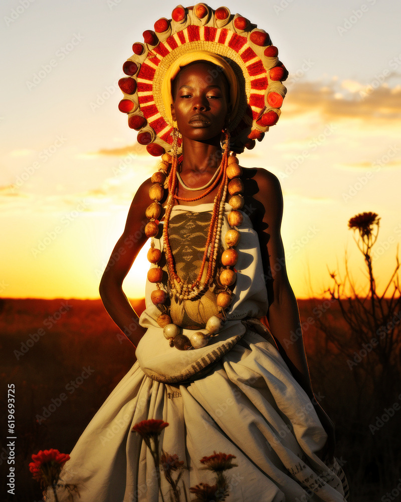 Botswana's people, vibrant in tribal costumes, with feathers and ...