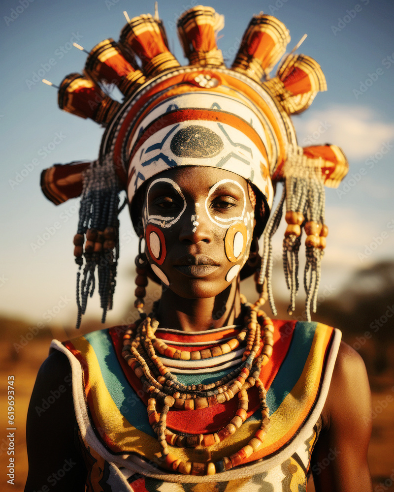 Botswana's people, vibrant in tribal costumes, with feathers and ...