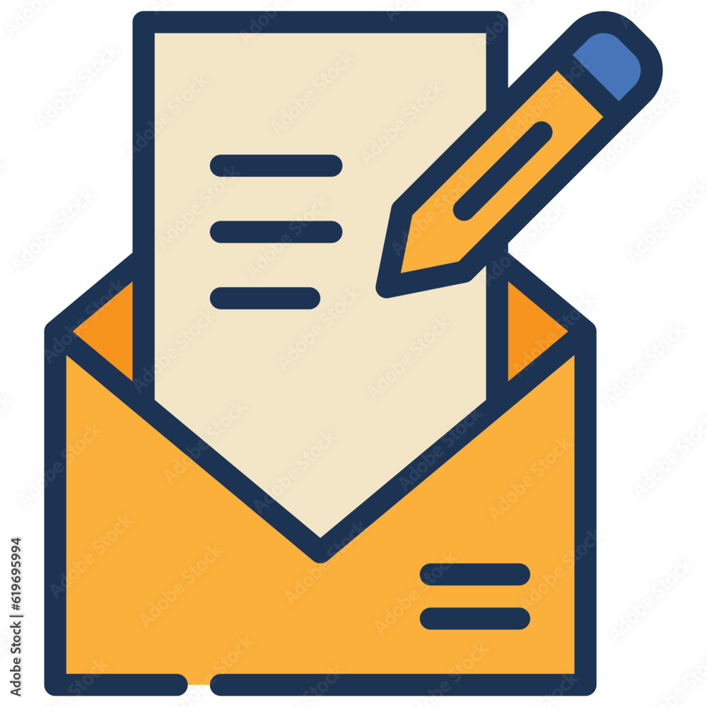 letter write check list pen mail envelope message icon filled outline ...
