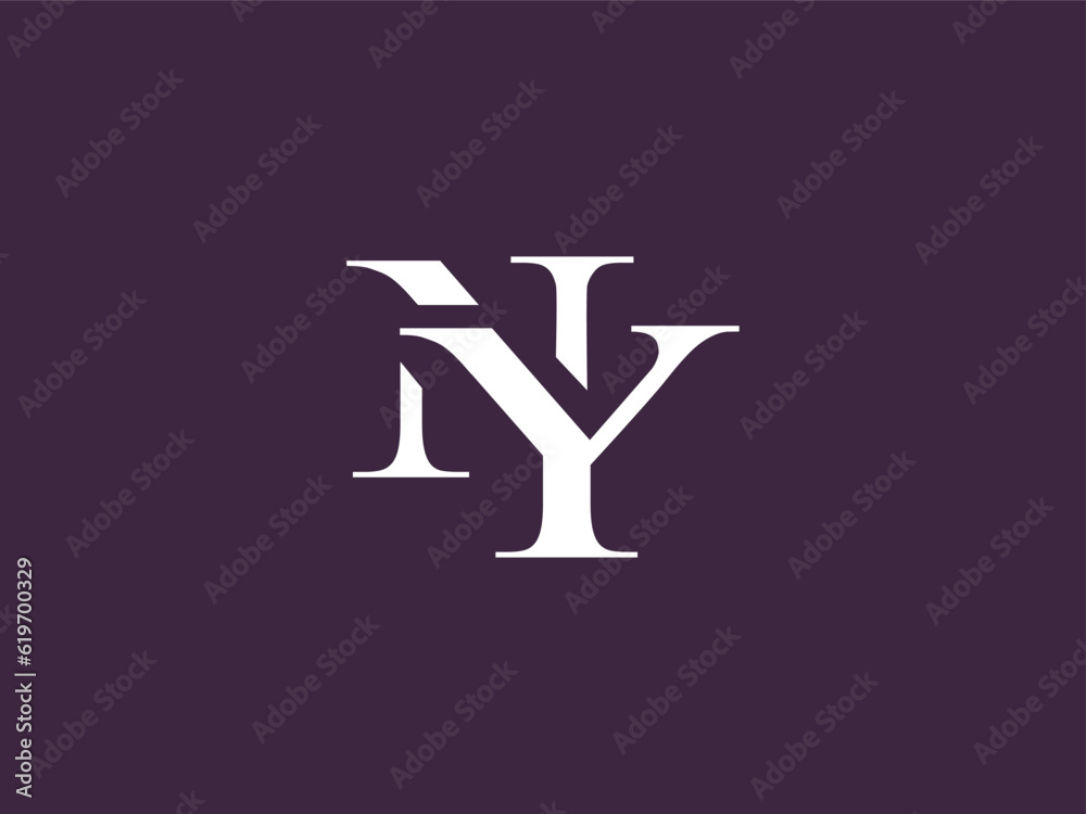 Letter NY serif font typography logo with classic modern style for ...