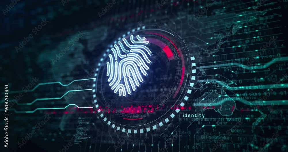 Fingerprint cyber biometric id security and identity and privacy symbol ...