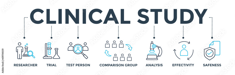 Clinical study banner web icon vector illustration concept for clinical ...