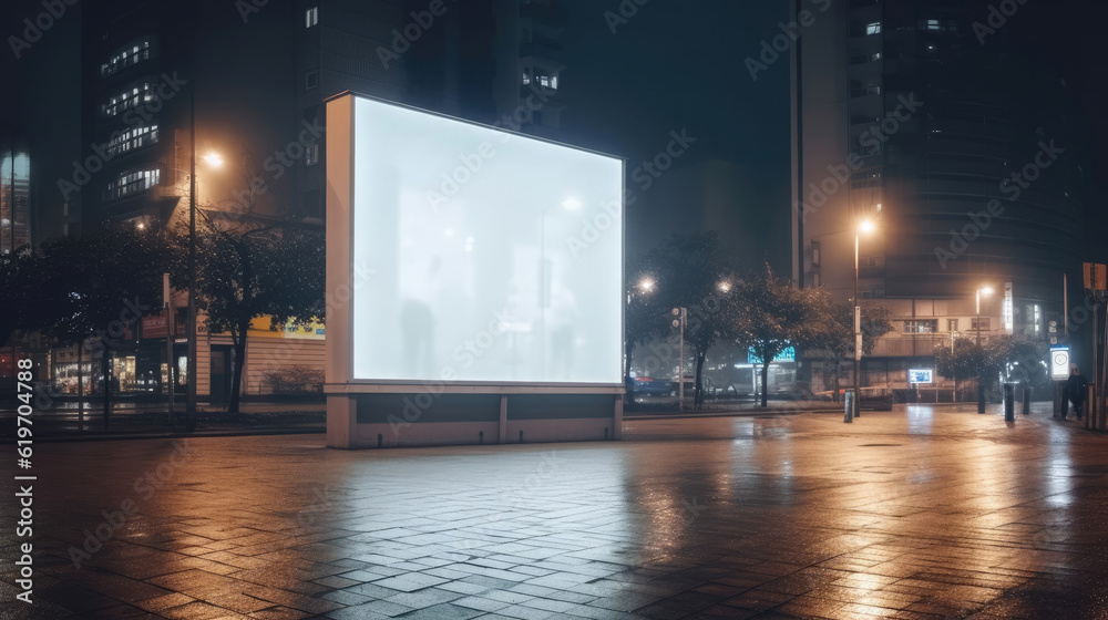 Blank billboard on sidewalk of city mockup for your , HD, Background ...