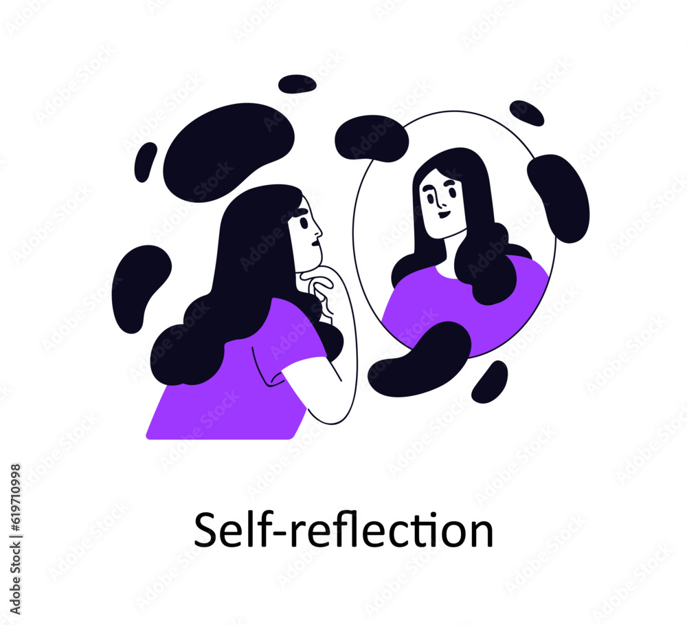 Self-reflection, analysis, mental health and psychology concept. Person ...