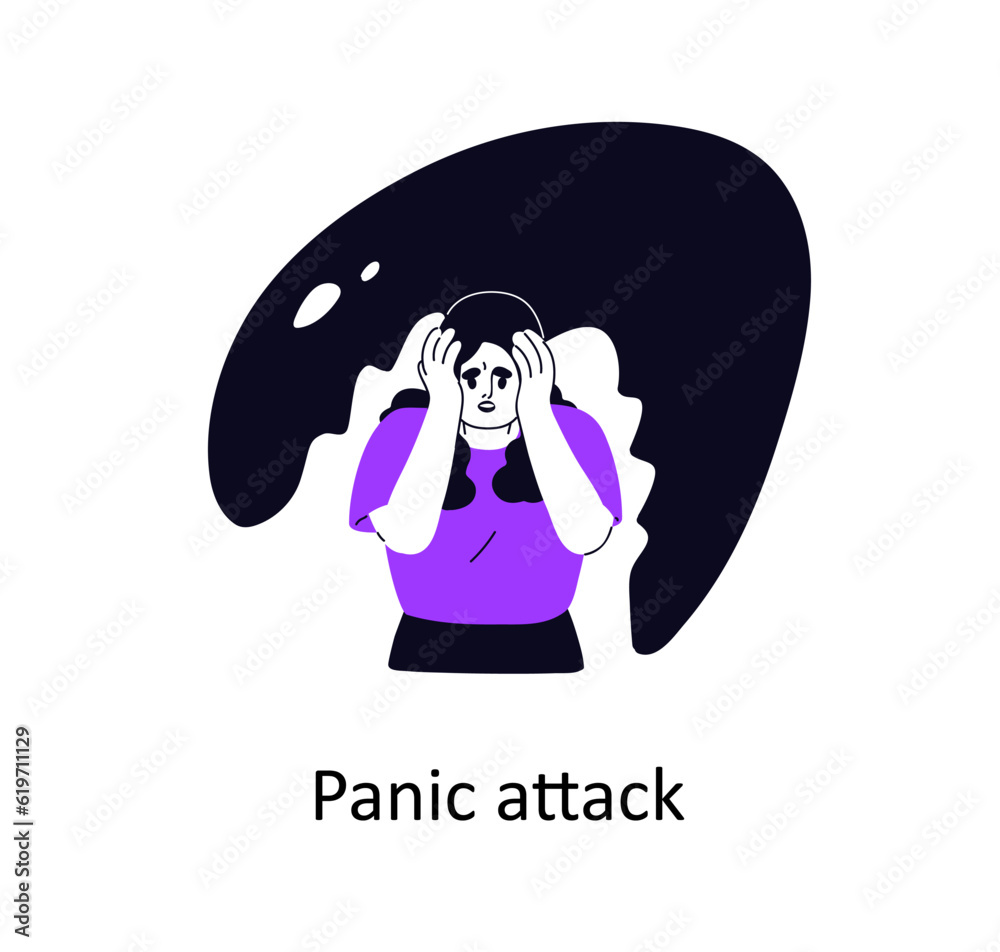 Panic attack and anxiety, psychology concept. Scared nervous ...