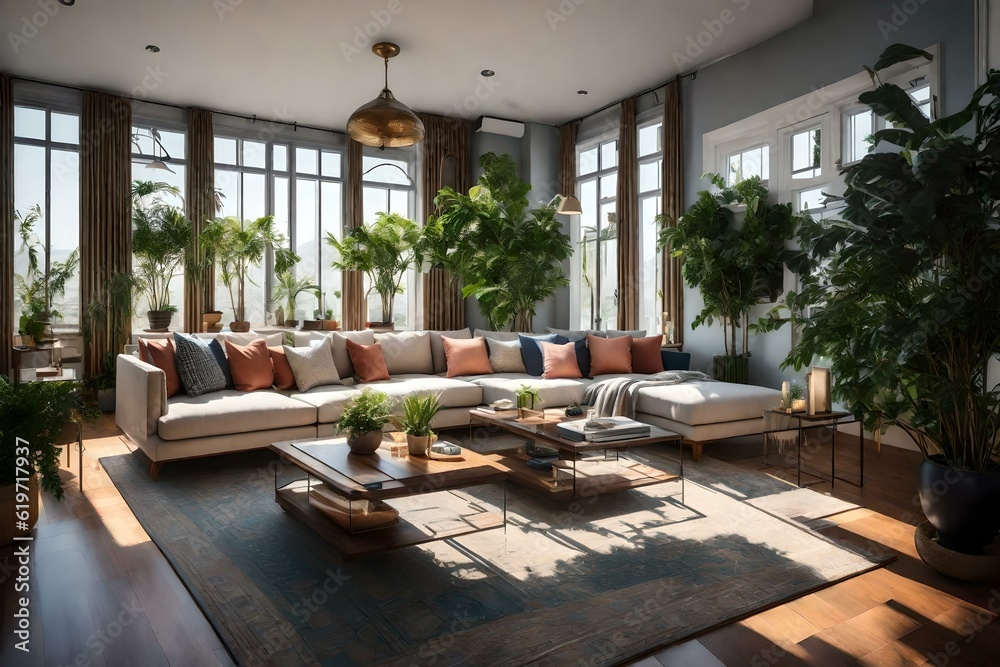 Ilustrace „most beautiful interior design of home basement with stairs ...