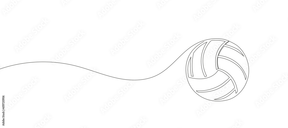Volleyball, volleyball is drawn in one line. ball continuous line ...