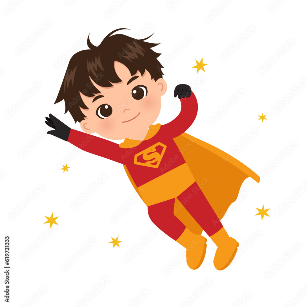 Flying superhero boy clipart Stock Vector | Adobe Stock