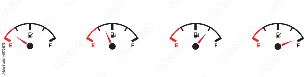 Fuel gauge scale and fuel meter. Fuel indicator. Gas tank gauge ...