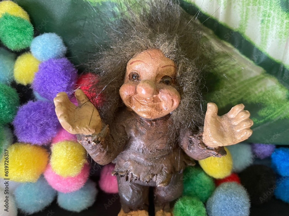 woodland troll among colored furry balls - photography - ideal for ...