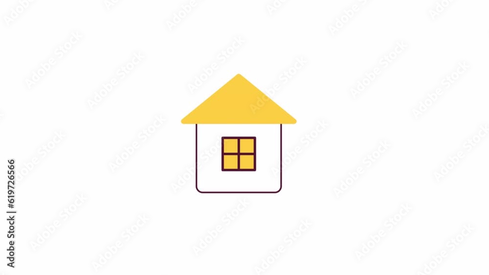 New home for sale 2D object animation. Residential real estate flat ...